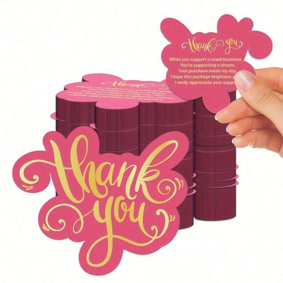 Design | 5pc Pink Doubled Sided Thank You Cut Out Thank You Cards ...